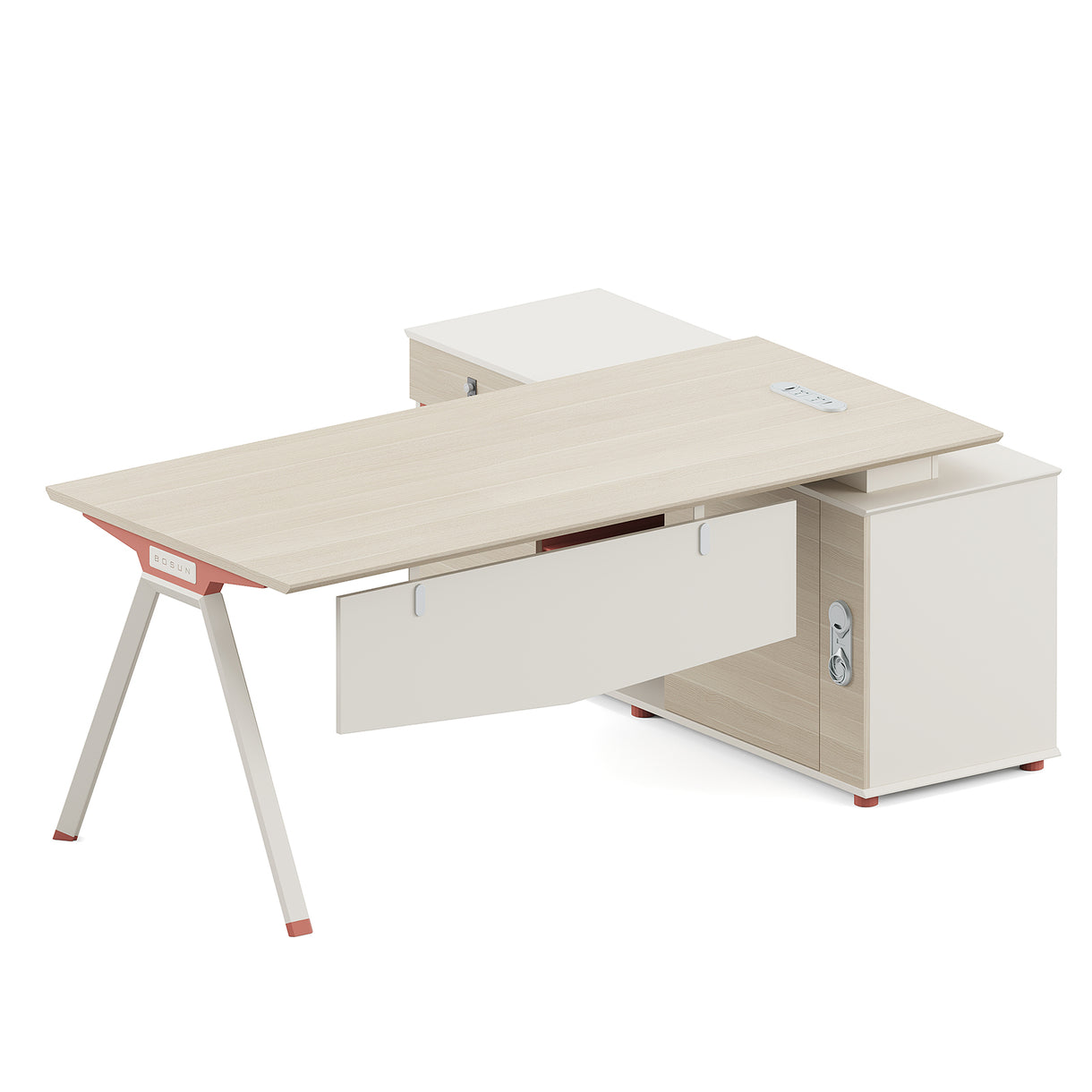 Modern L Shaped Executive Desk with Side Storage - VOFFOV Office